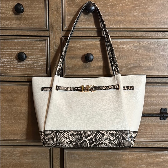 MICHAEL Michael Kors | Bags | Michael Kors White And Snake Print Tote ...